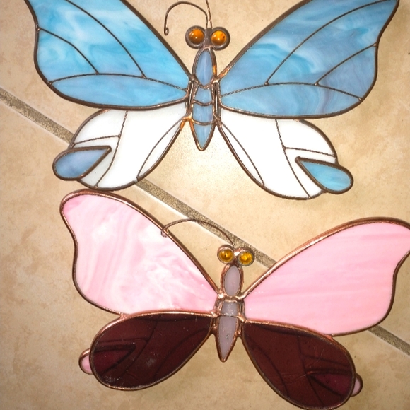 Vintage | Accents | Two Large Stain Glass Butterflies | Poshmark